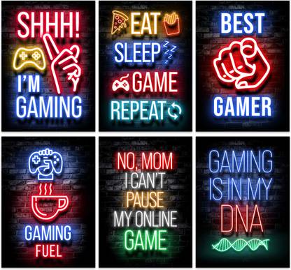 Pack of 6 Coolest Gaming Quotes Poster for Home Decoration With ...