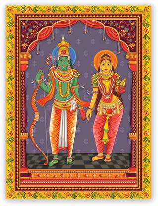 Lord Rama Ma Sita Digital Painting Poster With Uv Textured Room ...