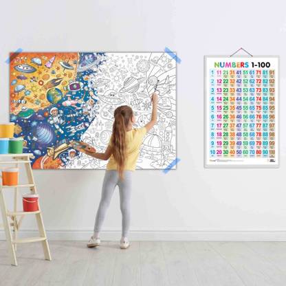 Numbers 1-100 Chart and GIANT SPACE COLOURING POSTER | SET OF 1 CHART ...