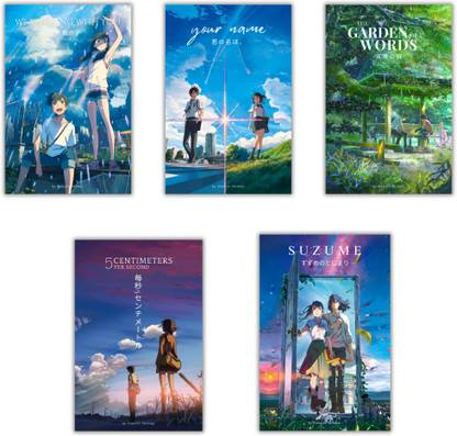 Anime poster , set of 5 anime poster by makoto shinkai , size 12 x 18 ...