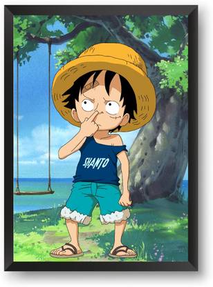 ANIME POSTER FRAME - LUFFY ONE PIECE - Black Framed Wall Poster For ...
