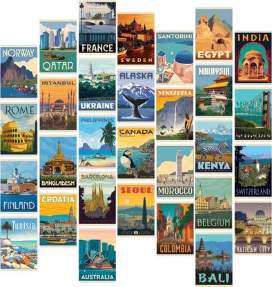 Vintage Country Posters Aesthetic Wall Collage Kit || 30 Unique Poster ...