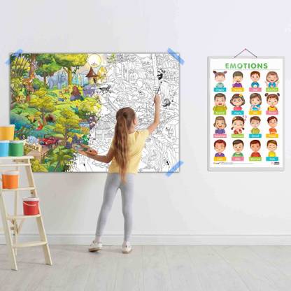 EMOTIONS CHART and GIANT JUNGLE SAFARI COLOURING POSTER | SET OF 1 ...