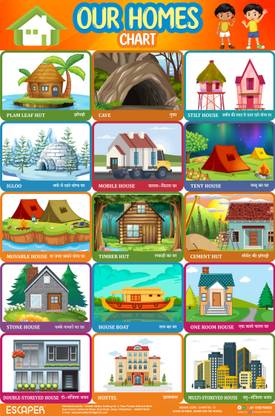 Our Homes Chart for Kids learning (11.5 x 17.5 inches) Photographic ...