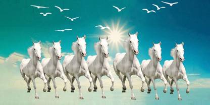 lucky seven horses running at sunrise ll 7 horse vastu poster in vinyl ...