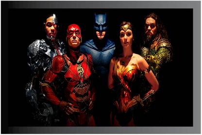 Justice League Superhero Frame Poster For Room Synthetic Wood Gloss ...