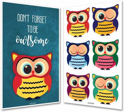 Combo Set of 2 Owlsome Cute Owls Poster | Motivational Funny Quotes for ...