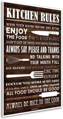 Poster-Kitchen Rules Funky Quotes Funny Posters for Kitchen Door Room ...