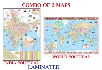 India and World Political Map - LAMINATED | Size - 70×100cm | India Map ...