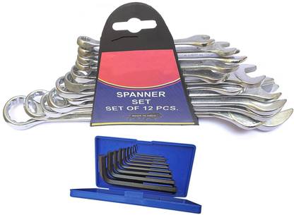 Inditrust Heavy duty hand tool kit 12pc Chavi Wrench Hex Allen key ...