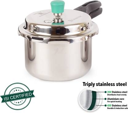 The Indus Valley Premium Tri-ply (3 Layer) Stainless Steel Wide Body 3 ...