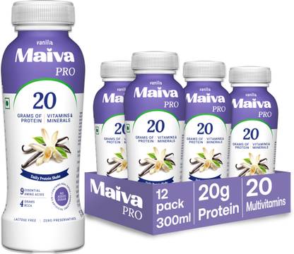 Maiva Pro Vanilla Plant Protein Shake-300ml (Pack of 12) 20g Protein 20 ...