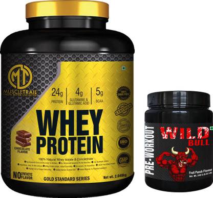 Muscle Trail Gold Standard Series Whey Protein with Wild Bull Pre-Workout (Combo Pack) Whey ...