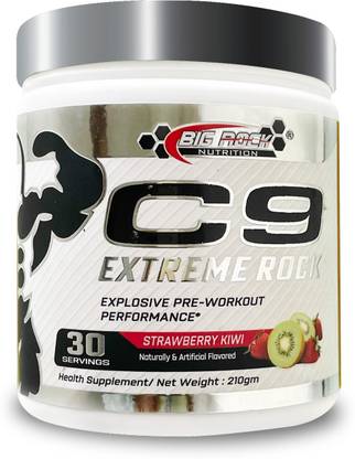 BIG ROCK NUTRITION C9 Extreme Rock Pre Workout (Strawberry Kiwi,210G) Energy Booster Pre Workout ...