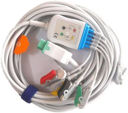 Manasvi Healthtech GE 11 PIN ECG CABLE 5 LEAD CLIP TYPE Pulse Oximeter ...