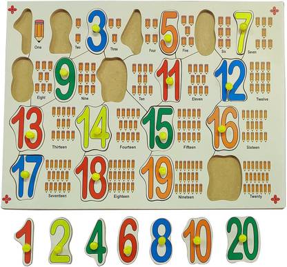 Plus Shine 3D Wooden Colorful Number Puzzles with Pictures Counting ...
