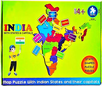 Savy India Map with States, Capitals and Union Territories Jigsaw ...