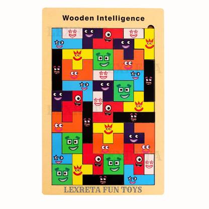 littlewish Wooden Number Block Puzzle Tetris Jigsaw Puzzle Brain Games ...