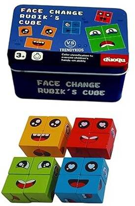 TRENDYKIDS Wooden Emoji Cube face Changing Game for Kids, Learning ...
