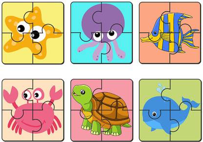Artvibes Sea Animals Jigsaw Puzzle for Children & Kids | 4 Pieces (PZ ...