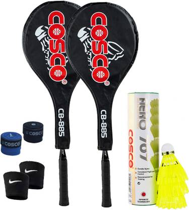 COSCO Badminton Racquet Set - 2 CB-885 Racket, 1 Aero 707 "6 Shuttle ...