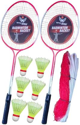 SPO Zone Badminton Combo Kit Set OF 2 RACQUET _With Shuttle Plastic 6 ...
