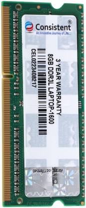 Consistent Laptop RAM DDR3 8 GB (Single Channel) Laptop DDR3 1600 (8GB ...