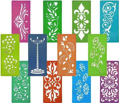 Ascension Set of 12 Different Rangoli Making Stencils Multi Designs ...