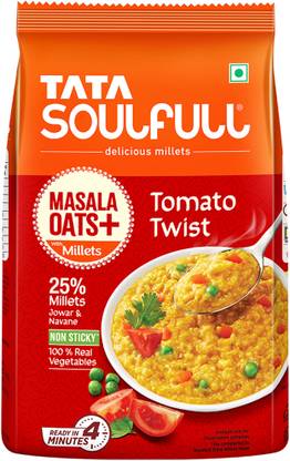 Tata Soulfull Masala Oats+, Tasty Snack with Millets, Tomato Twist ...