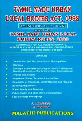 Tamil Nadu Urban Local Bodies Act, 1998 | Amended By Act 35 Of 2022 ...