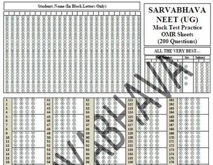 101 NEET Mock Test Practice OMR Sheets 200 Questions Per Sheet BLACK ...