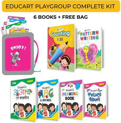 Educart Playgroup School Kit (School Bag +6 Books For 3-5 Years) Of ...