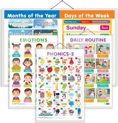 Set of 4 MONTHS OF THE YEAR AND DAYS OF THE WEEK, EMOTIONS, DAILY ...