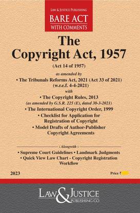 Copyright Act, 1957 (As Amended By Act 33 Of 2021) With Rules, Order ...