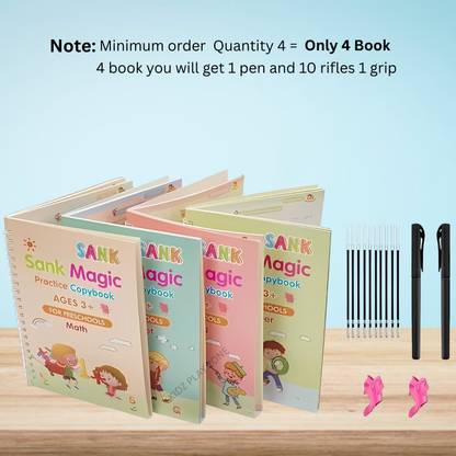 Sank Magic Practice Copybook, (4 BOOK + 10 REFILL+ 1 Pen +1 Grip ...