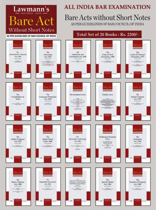 AIBE (All India Bar Examination) 20 BARE ACTS WITHOUT SHORT NOTES As ...