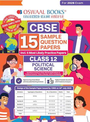 CBSE 15 Sample Question Papers Class 12 Political Science For 2026 ...