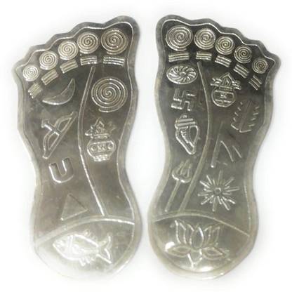 Kashvi Luck Pure Silver Maa Laxmi Ji Charan Paduka (Feet) for Puja ...