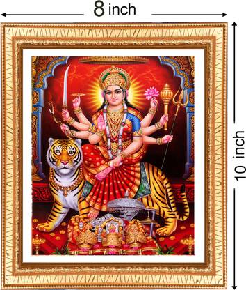 push enterprises AMBE MATA (DURGA MA)8X10 INCH ACRYLIC GLASS GOLDEN ...