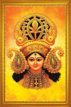jog craft durga maa golden photo frame, mata ji photo Religious Frame ...