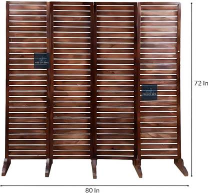 India wood mart Wooden Room Divider | 4 Panel Room Partition With Stand | Wood Panel Separators ...