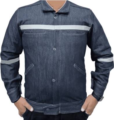 AREEVANZ Industrial Workwear Safety Jeans Jacket with Reflective Tape ...