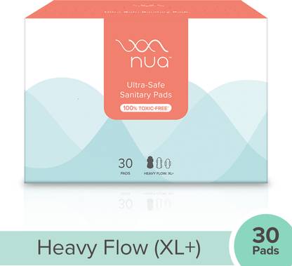 Nua Ultra Safe Pads| 30 Heavy Flow-XL+| Leakproof, 50% Wider Back ...
