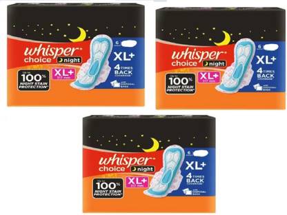 Whisper Choice night xl+ 6 pads Sanitary Pad | Buy Women Hygiene ...