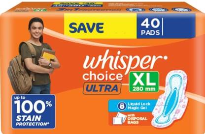 Whisper Choice Ultra XL Wing Sanitary Pad Sanitary Pad | Buy Women ...
