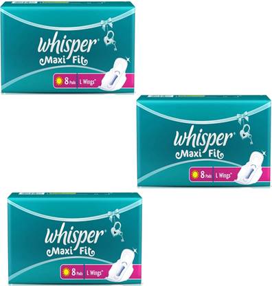Whisper Maxi fit L wings 8+8+8 pad pack of 3 Sanitary Pad | Buy Women ...