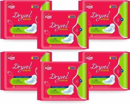 Dryvel Ultra-XXL Sanitary Pad with Wide Wings Pack of 6 (Each Having 8 ...