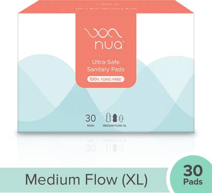Nua Ultra Safe Pads| 30 Medium flow-XL| Leakproof, 50% Wider Back ...