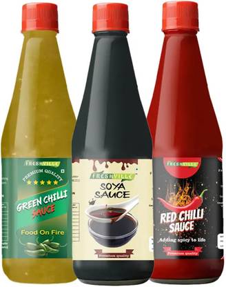 freshville Green Chilli Sauce, Soya Sauce, Red Chilli Sauce (Pack of 3 ...