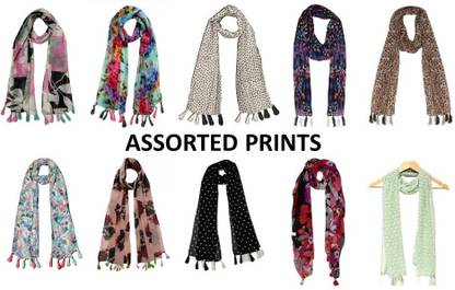 XMSFASHION Printed Chiffon Women Stole, Scarf, Fancy Scarf - Buy ...